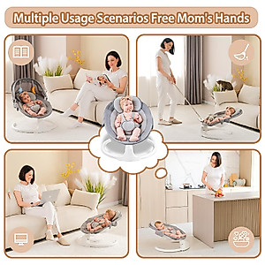 Baby Swings for Infants to Toddler,Nookbeya Electric Baby Swing for Newborn with 5 Swing Speeds Bluetooth Remote Control Music 12 Preset Lullaby, 3 Timer Settings, 5 Point Harness Portable Baby Rocker