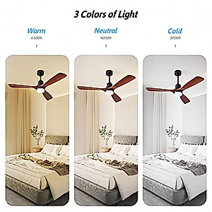 WERBUY 52" Ceiling Fans with Lights Wireless Wall Control and Remote, Wood Ceiling Fan with Quiet Reversible DC Motor/Sleep Timer/6 Speeds, for Outdoor Indoor Bedroom Patios Farmhouse Living Room
