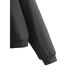 SweatyRocks Women's Casual Color Block Crop Tee Top Collar Long Sleeve Pullover Sweatshirt Tops Mushroom Black M