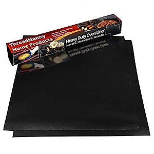 2 Pack Large Thick Heavy Duty Non Stick Teflon Oven Liners Mat, 17"x 25" BPA and PFOA Free, for bottom of Electric Oven Gas Oven Microwave Charcoal or Gas Grills