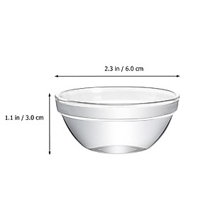Housoutil 6 Packs Stackable Food Prep Bowl, Multipurpose Clear Glass Serving Bowls, Glass Pudding Bowl Set Dishware Safe for Kitchen Dessert, Ice Cream, Snack, Dips and Candy Nut 2.36X1.18inch.