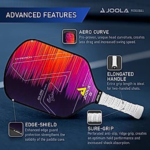 JOOLA Ben Johns Hyperion CAS 13.5 Pickleball Paddle - Carbon Abrasion Surface with High Grit and Spin, Sure-Grip Elongated Handle & 13.5mm Polypropylene Honeycomb Core - Comes With Custom Paddle Cover