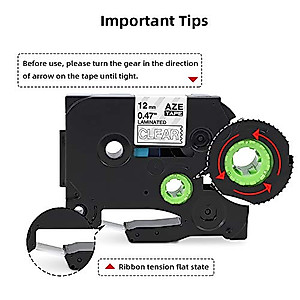 White on Clear TZe Compatile with Brother P Touch Label Tape TZe-135 TZe135 Tz Tape 12mm 0.47 Laminated Clear for PT-D210 D220 D200 H110 D400 Label Maker