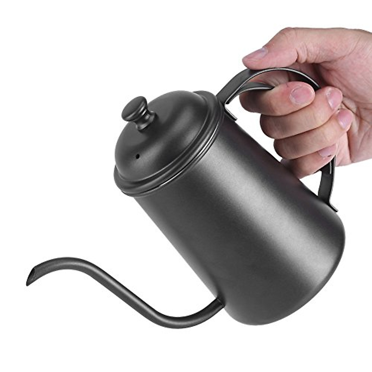Ikunde 650ML Stainless Steel Gooseneck Spout Kettle Coffee Tea Home Brewing Drip Pot Black