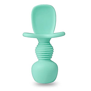 PandaEar Silicone Suction Plate for Baby| Divided Unbreakable Toddler Plate Baby Food Plate with Spoon and Fork, Non-Slip, Non-Toxic, BPA Free, Dishwasher and Microwave Safe (Green)