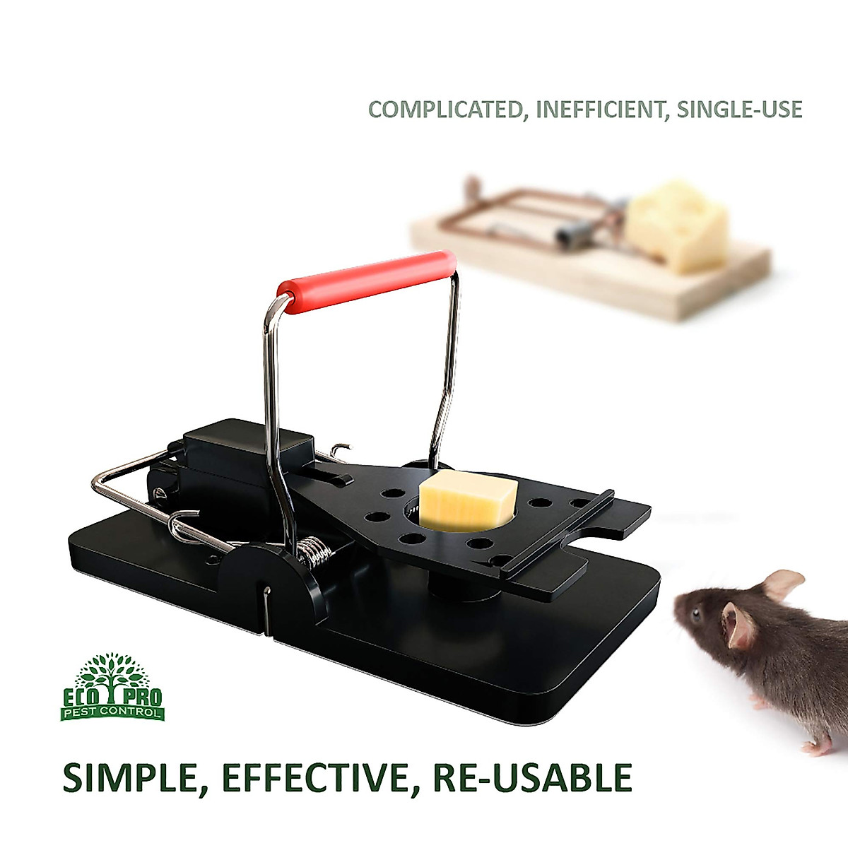 Mouse Trap by Eco Pro Pest Control | 6-Pack Reusable Small Rodent Traps | Indoor & Outdoor Mouse Traps | Easy Set Up, Quick Snap Kill Mice Traps (Bait Not Included) | Powerful Pest Control Traps