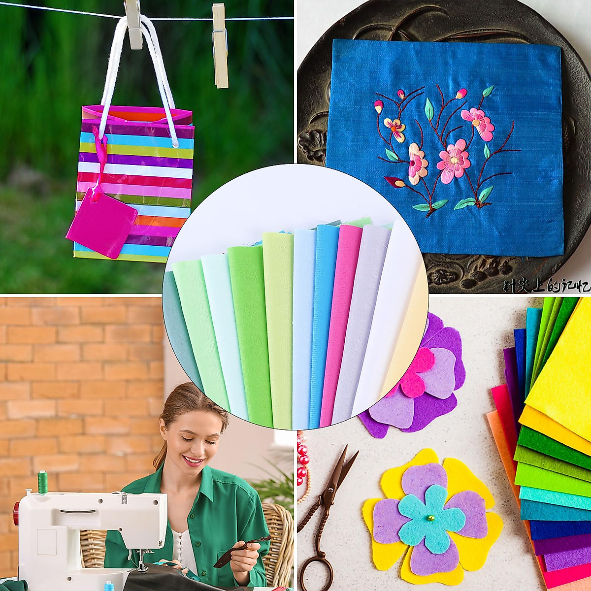 40Pcs 10in x 10in Cotton Fabric DIY Making Supplies Quilting Patchwork Fabric Fat Quarter Bundles DIY for Quilting Patchwork Cushions Cotton Fabric for Patchwork