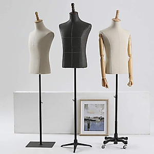 Mannequin Display Stand Tailoring Accessories Male Tailors Mannequin Torso Showing Tailor Adjustable Height with Casters Mannequin
