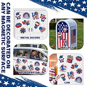 12 Pcs 4th of July Refrigerator Magnets Patriotic Magnets Decorations Independence Day Gnome Magnet USA Flag Decorative Magnetic Stickers for Fridge Metal Door Mailbox Locker Cabinets Decor