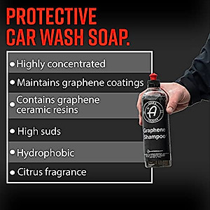 Adam's Graphene Shampoo 16oz - Graphene Ceramic Coating Infused Car Wash Soap - Powerful Cleaner & Protection In One Step - pH Neutral, High Suds For Foam Cannon, Foam Gun, Or Detailing Bucket