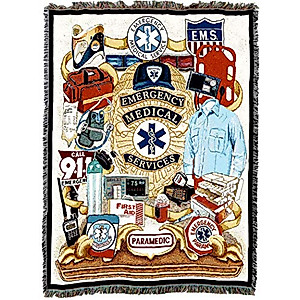 Pure Country Weavers EMS - First Responders Blanket - Gift Tapestry Throw Woven from Cotton - Made in The USA (72x54)