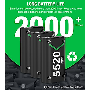 3x5520mWh Battery Pack Compatible for Xbox One/Xbox Series X/S Controller, Rechargeable Battery Packs for Xbox One S/One X/One Elite Accessories