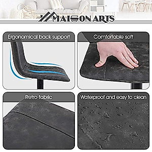 MAISON ARTS Swivel Bar Stools Set of 2 for Kitchen Counter Adjustable Counter Height Bar Chairs with Back Tall Barstools PU Leather Kitchen Island Stools, 300 LBS Bear Capacity, Grey