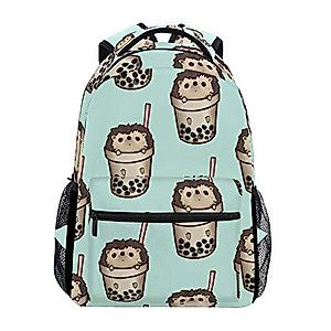 Backpack for Girls Boys Stylish Boba Milk Tea Backpack Lightweight School College Travel Bags Halloween Thanksgiving Gifts
