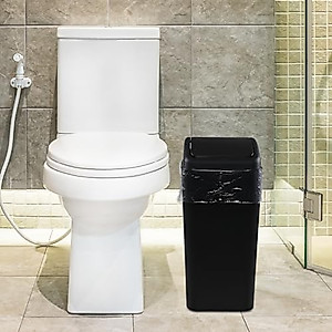 Easymanie 16 L Plastic Garbage Can with Swing Lid, Black Kitchen Slim Trash Can