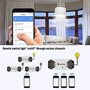eMylo Smart Wireless Remote Control WiFi Switch Relay Module for Household Appliances Compatible with Alexa 4 Packs