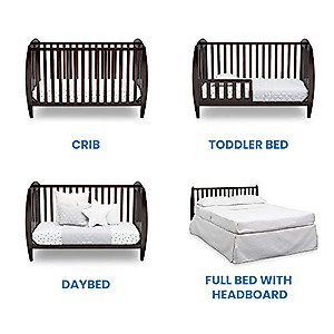 Delta Children Twinkle 4-in-1 Convertible Baby Crib, Sustainable New Zealand Wood, Dark Chocolate and Delta Children Twinkle Galaxy Dual Sided Recycled Fiber Core Crib and Toddler Mattress (Bundle)
