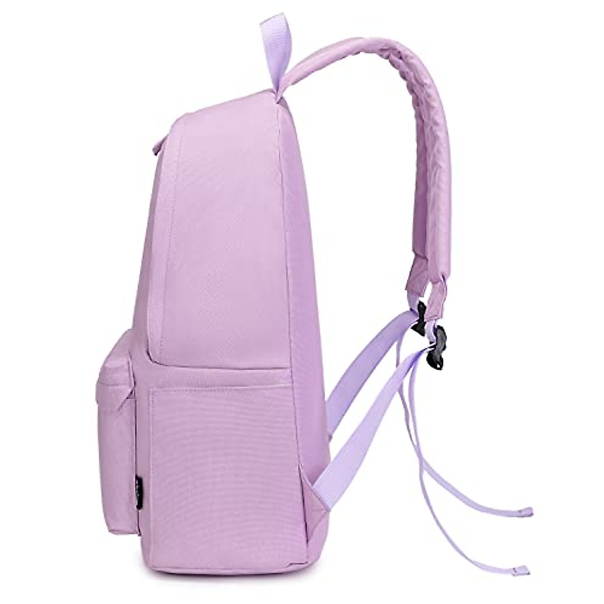 abshoo Lightweight Casual Unisex Backpack for School Solid Color Boobags (Light Purple)