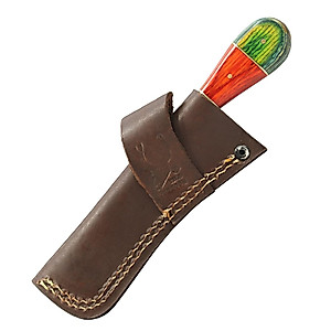 THE BONE EDGE 7.5" Green & Red Wood Handle Hunting Knife Hand Made Knives