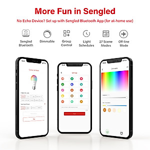 Sengled Smart Light Bulbs, Color Changing Alexa Light Bulb Bluetooth Mesh, Smart Bulbs That Work with Alexa Only, Dimmable LED Bulb A19 E26 Multicolor, High CRI, High Brightness, 8.7W 800LM, 1Pack