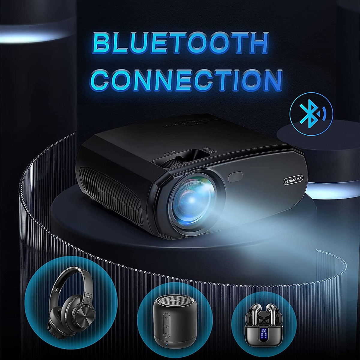 1080P HD Projector, 5G WiFi Bluetooth 4K Projector, PENMAMA 9500L Movie Mini Projector with Zoom/±15° Keystone/ 300" Display/Phone Mirroing, Compatible with HDMI, VGA, USB, Phone, TV, Laptop, PC, PS5