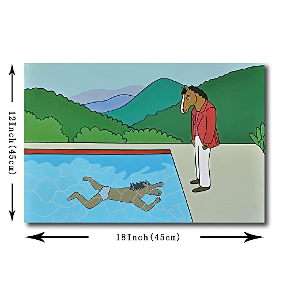 LKMSWK BoJack Horseman Poster David Hockney He Watches He’s Swimming Wall Art Poster Scroll Canvas Painting Picture Living Room Decor Home Framed/Unframed 12x18inch(30x45cm)