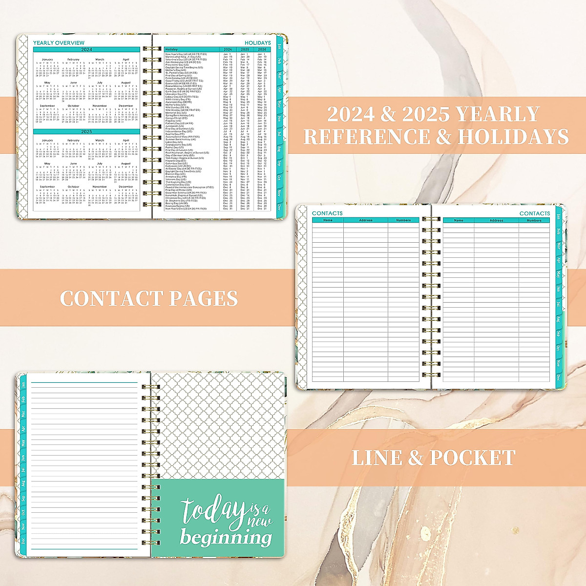 2023-2024 Planner – Weekly & Monthly Academic Planner 2023-2024, Jul 2023 - Jun 2024, 6.4" x 8.5", Monthly Tabs, Flexible Hardcover, Thick Paper, Strong Binding, Back Pocket, Inspirational Quotes