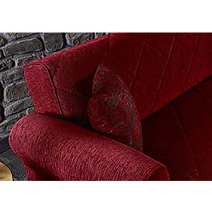 Beyan Signature Empire Furniture USA Park Ave Collection Convertible Sofa Bed with Storage Space and Includes 2 Pillows, Red