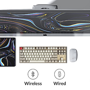 Keychron K8 87 Keys Tenkeyless Layout Wireless Bluetooth Mechanical Gaming Keyboard for Mac, Multitasking Type-C Wired Computer Keyboard for Windows Mechanical Brown Switch
