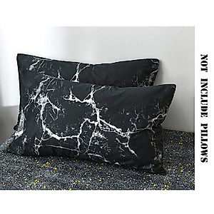 Houseri Black Marble Comforter Set Queen Size, All Season 3 Piece Black and Grey Artistic Bedding Sets Queen Lightweight Breathable Men Women Boys Girls Soft Comfy Bed Quilt Blanket Comforters Queen