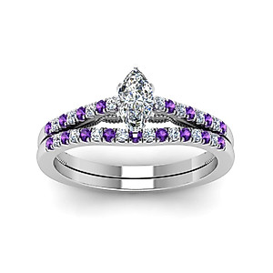 Jewelryonclick View In Different Color Sterling silver Natural Amethyst Marquise Shape Stone purple Color Birthstone Daily wear Wedding Prong Setting Ring in Size 10