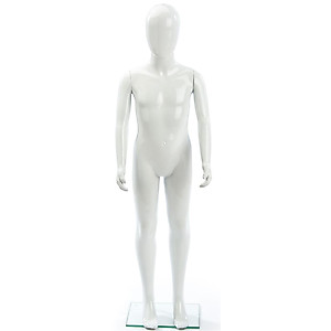 Displays2go Glossy White Polypropylene Child Youth Mannequin Form, 51-Inch