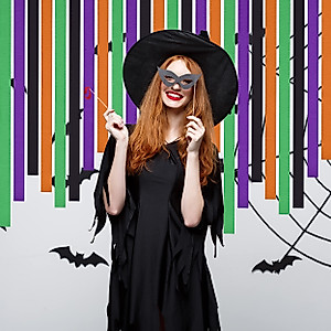 Halloween Crepe Paper Streamers 8Rolls 656FT Halloween Party Decorations Supplies Halloween Orange Purple Black Green Streamers for Halloween Birthday, Baby Shower, Gender Reveal Party Decorations