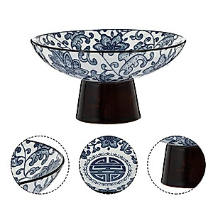 Luxshiny Cake Ceramic Footed Bowl Round Bowl Fruit Bowl Holder Cupcake Dessert Display Stand for Wedding Birthday Tea Party Kitchen Table Centerpiece Blue Fruit Bowl Fruit Bowl Fruit Bowl Fruit Bowl