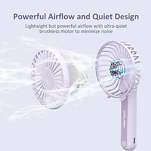 Coolfor Handheld Fan,USB Rechargeable Mini Fan with 2000mAh Battery Operated Small Fan with 3 Adjustable Speeds,180°Rotation Foldable Fan for Office Desktop Picnic Shopping and Travel(Purple)