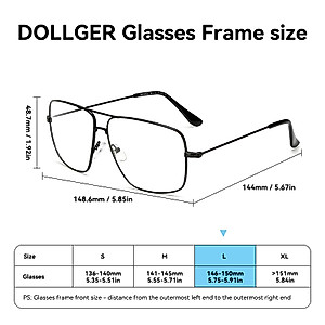 Dollger Classic Glasses Clear Lens Non Prescription Metal Frame Eyewear Men Women Black