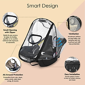 YAZZI & Co. Car Seat Rain Covers, EVA Food Grade Material, Well Ventilated, Universal Car Seat Cover for Babies, Waterproof, Windproof, Quick Access Double Zipper Opening