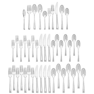 Mikasa Rockford 45-Piece 18/10 Stainless Steel Flatware Set with Serving Utensil Set, Service for 8