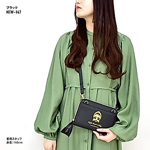 Disney Twisted Wonderland 0130 Women's Shoulder Bag, Mini Bag, Crossbody Bag, Water Repellent, Synthetic Leather, Lightweight, Small, Logo, Multi-functional, Smartphone, Black (MTW-147)