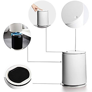 HANAMYA 10 Liter / 2.6 Gallon Cylindrical Trash Can with Press Top Lid, Round Garbage Bin, for Home, Office, Bathroom, Black