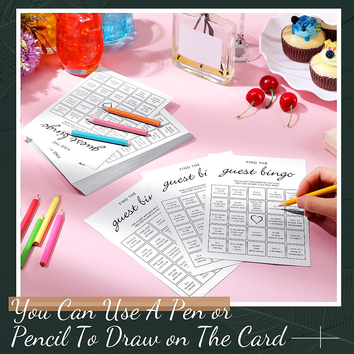 Hoolerry 50 Pcs Bridal Shower Games Find The Guest Bingo Game for Fun Baby Shower Game 50 Guests Bridal Shower Wedding Decorations Engagement Party Game Rehearsal Dinner Game Activity