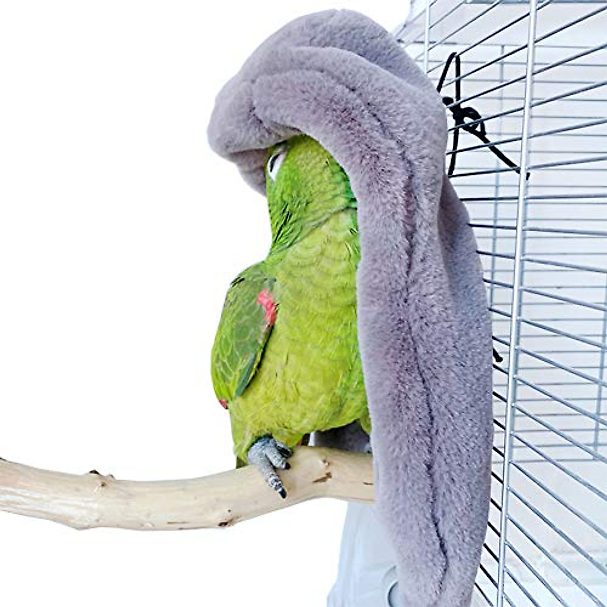 QBLEEV Cozy Corner Fleece Bird Blanket，Parrot Cage Snuggle Hut Cuddle Nest Hanging Toy，Small Animals Shelter Covers Plush Bedding for Parakeet Cockatiel Lovebirds Pigeon Eclectus