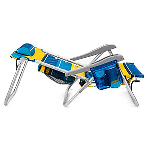 Homevative Cooler+ Folding Backpack Beach Chair with 5 Positions, Towel bar, XL Cooler Pouch, Storage Net, Cup and Phone Holder, Sunshine, 2 Pack