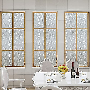 3D Window Privacy Film, Frosted Glass Window Film,Vinyl Decorative Window Decals, UV Blocking Window Coverings Static Clings No-Glue Window Film (23.6 x 78.7 inch)