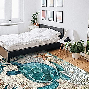 ARTSHOWING Sea Turtle Area Rug, 2' x 3' Large Indoor and Outdoor Area Rugs with No-Slip Backing, Easy to Clean, Perfect for Living Room, Patio, Picnic, Decking Ocean Animal Beach Landscape Sea Theme