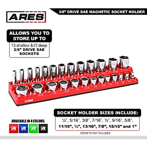 ARES 70234-26-Piece 3/8-Inch SAE Magnetic Socket Organizer - Holds 13 Standard Size and 13 Deep Size Sockets - Keep Your Tool Box Organized