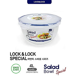 LocknLock Easy Essentials Food Storage lids/Airtight containers, BPA Free, Salad Bowl-16.9 Cup, Clear