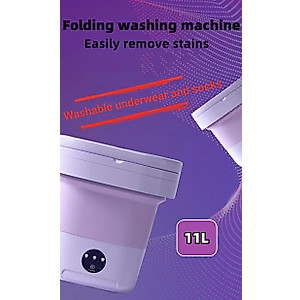 Portable washing machine.mini washing machine.11L high-capacity foldable washing machine.Deep cleaning of small clothing such as underwear and baby clothes.Suitable for camping and hotel (purple)