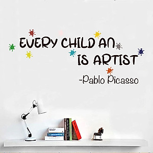 Summerjokes Every Child is an Artis Inspiring Funny Wall Sticker Decal Vinyl Sticker, Family Living Room Children's Room Kindergarten Classroom Creche Nursery Art Wall Decoration