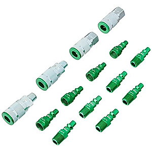 Milton ColorFit Coupler & Plug Kit (14 Piece), A-Style 1/4 NPT Green, S-314AKIT